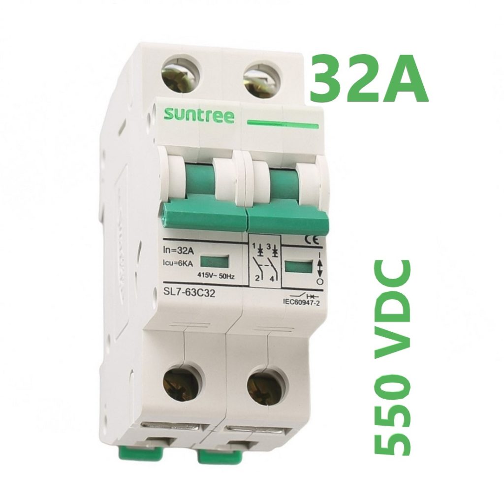 Breaker DC 550V 32A 2P Suntree - Solartex Chile