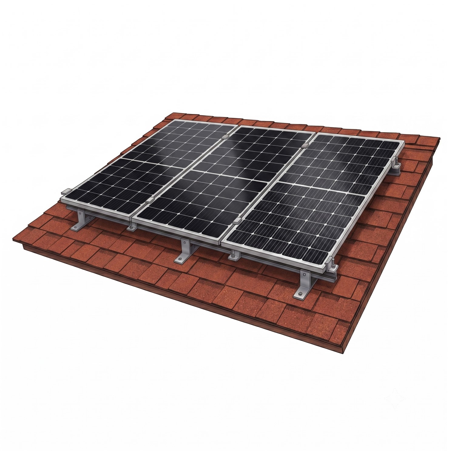 Kit de montaje en aluminio para 3 paneles solares grandes - Solartex Chile